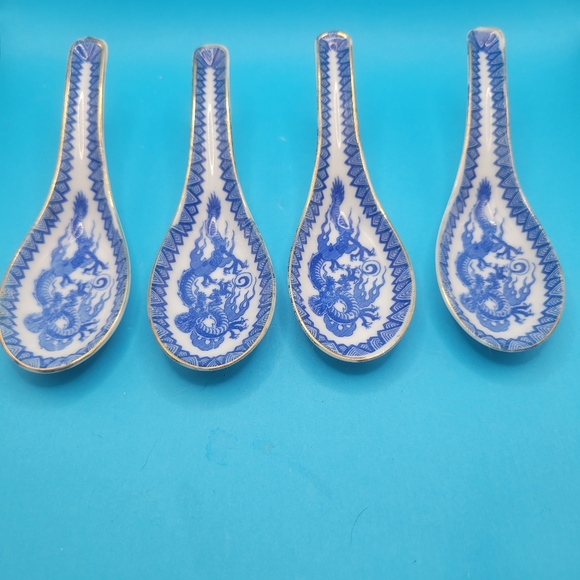 Asian | Dining | Set Of 4 Asian Dragon Soup Spoons | Poshmark